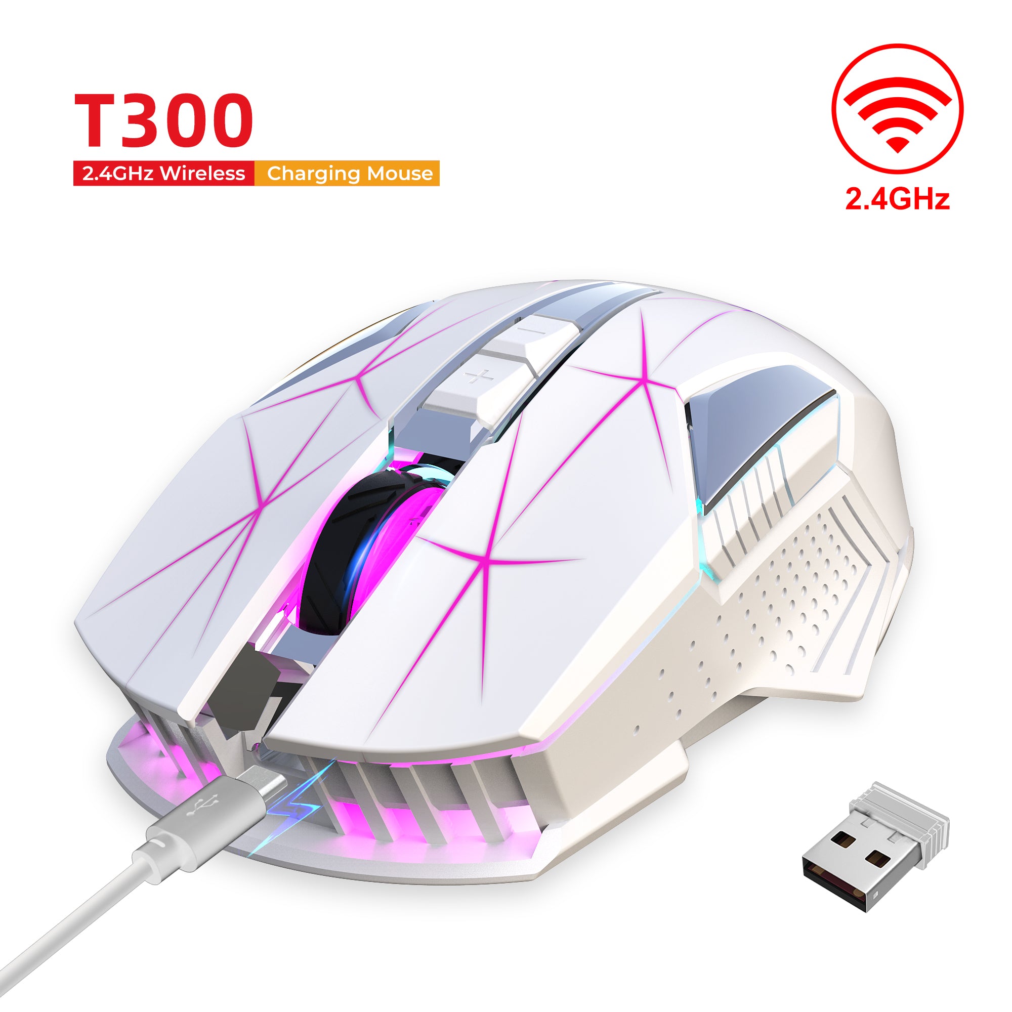 HXSJ T300 2.4G Wireless RGB Gaming Mouse 1000-2400DPI – GamaKay